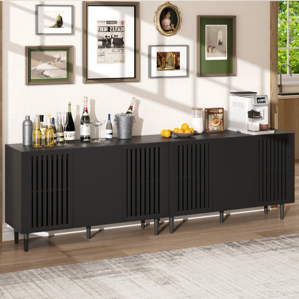 Ebern Designs Credenza Storage Cabinet With Doors, Sideboard Buffet Cabinet With Adjustable ...